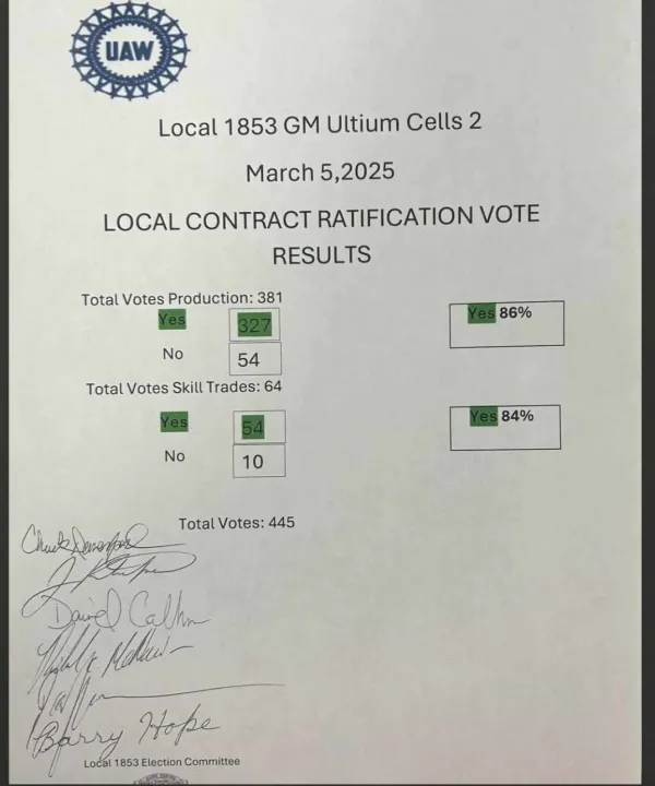 UAW Local 1853/Ultium local agreement is ratified! | UAW Local 1853